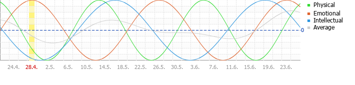 Free biorhythm chart and biorhythm calculator for the year