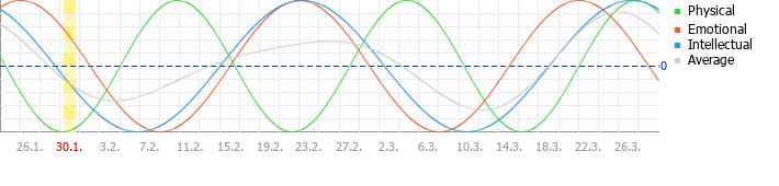 Free biorhythm chart and biorhythm calculator for the year